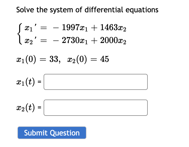 Solved Solve the system of differential equations | Chegg.com