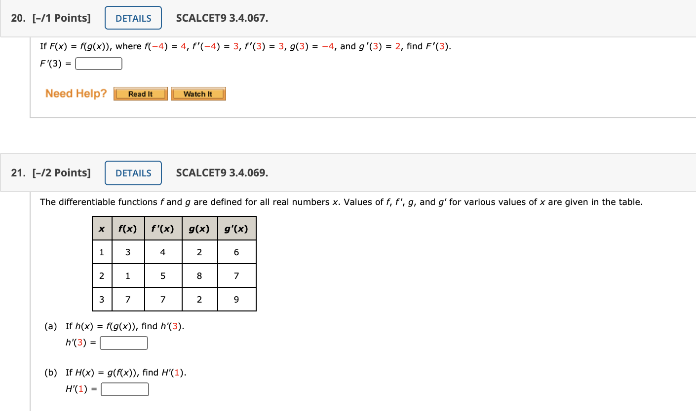 Solved 20. [-/1 Points] DETAILS SCALCET9 3.4.067. If F(x) = | Chegg.com