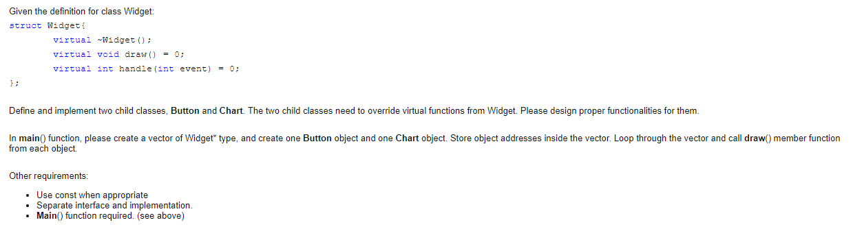 Given the definition for class Widget: struct Widget | Chegg.com