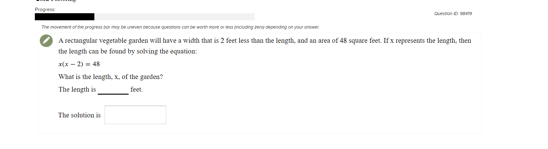 Solved A rectangular vegetable garden will have a width that | Chegg.com