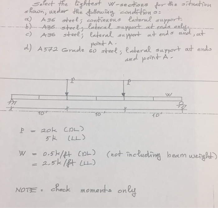 Solved Select the lightest W-sections for the situation | Chegg.com