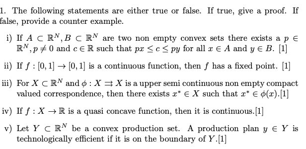 Solved The following statements are either true or false. If | Chegg.com