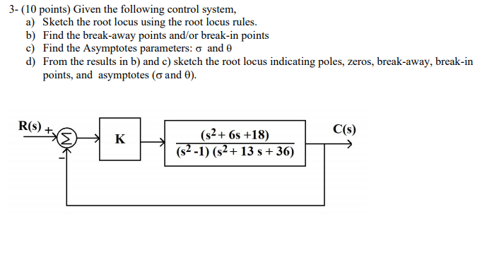 Solved 3-(10 points) Given the following control system, a) | Chegg.com
