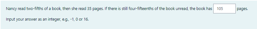 Solved Nancy read two-fifths of a book, then she read 35 | Chegg.com