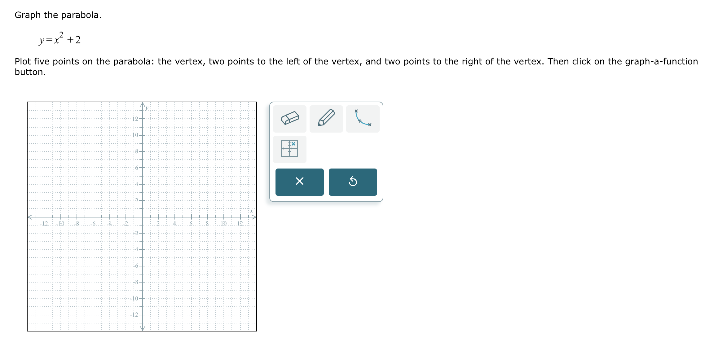 Solved Graph the parabola.y=x2+2Plot five points on ﻿the | Chegg.com