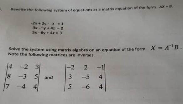 Solved the following system of equations as a matrix | Chegg.com
