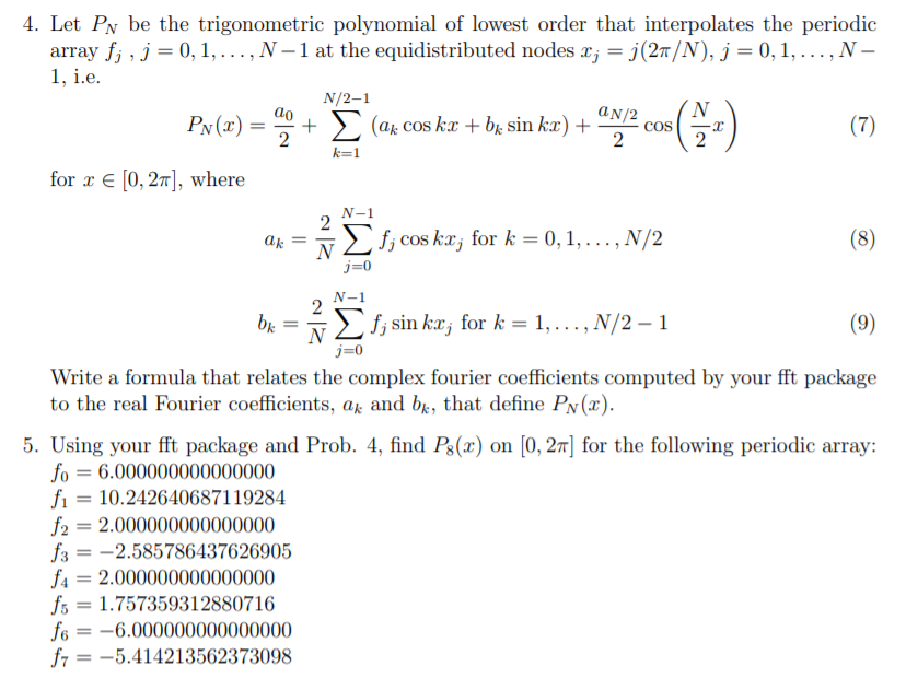 4. Let Pn be the trigonometric polynomial of lowest | Chegg.com
