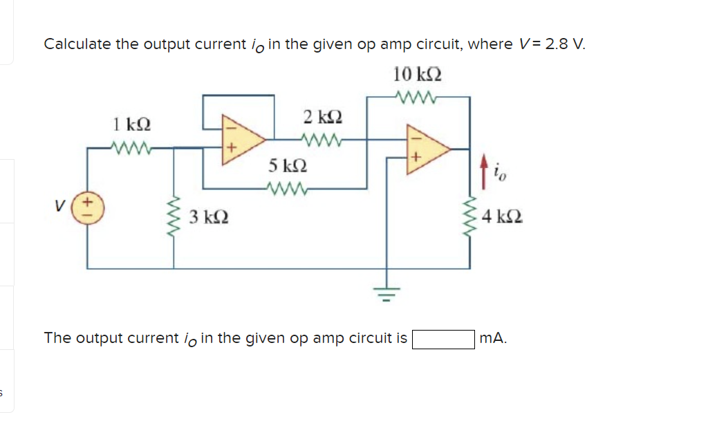 Solved Calculate the output current iO in the given op amp | Chegg.com