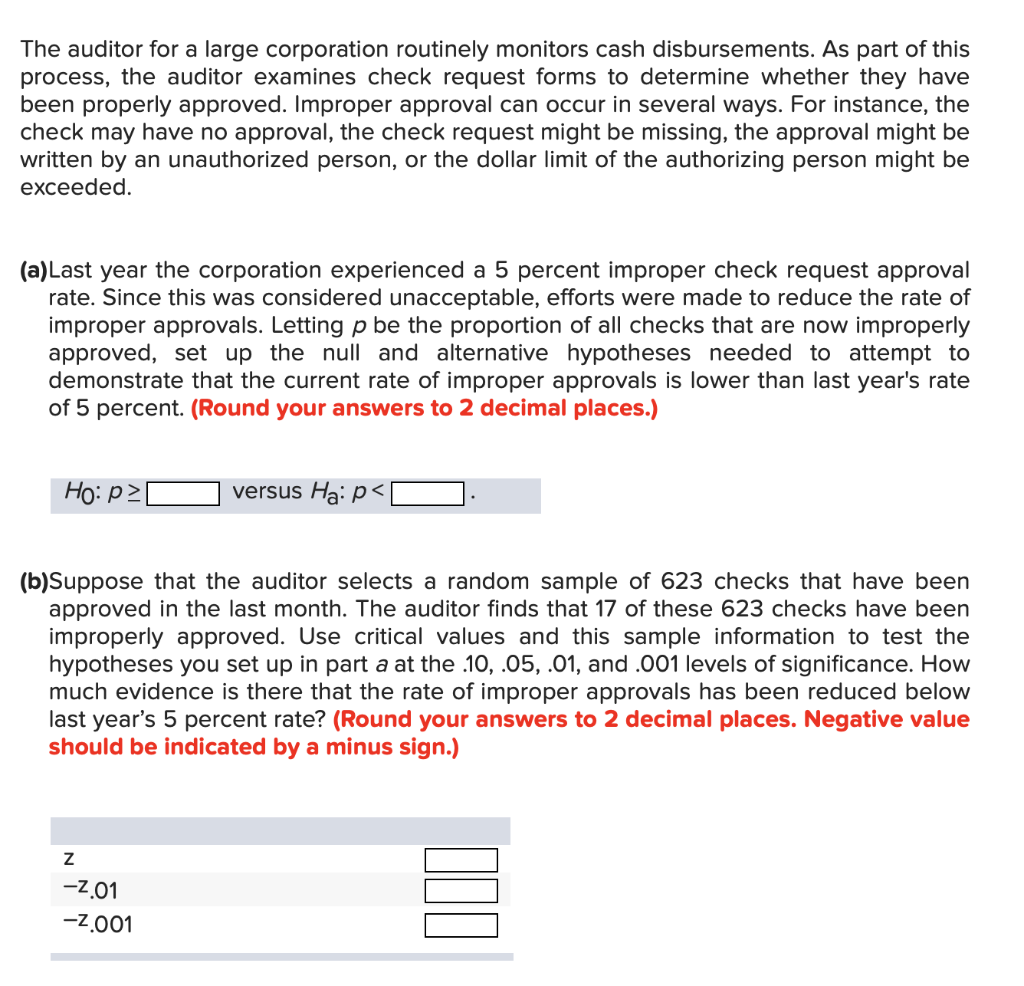 Solved The auditor for a large corporation routinely | Chegg.com