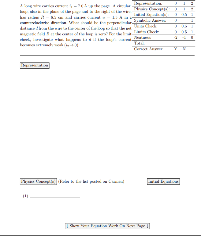 Solved Representation Physics Concept(s) (Refer to the list | Chegg.com