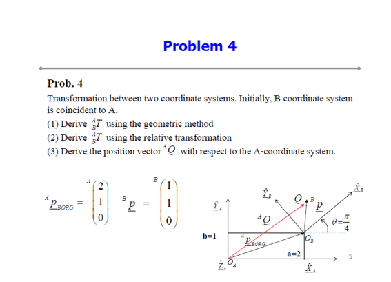 Solved Prob. 4Transformation between two coordinate systems. | Chegg.com