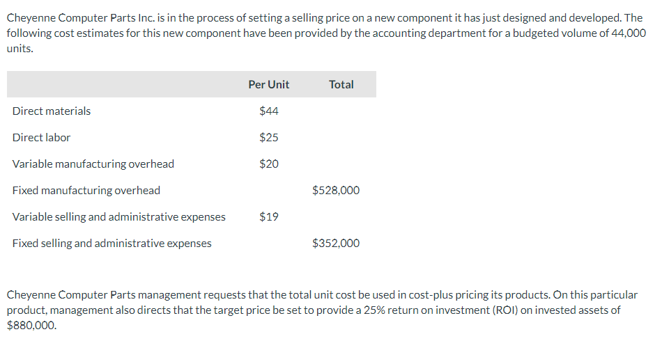 Solved Cheyenne Computer Parts Inc. is in the process of | Chegg.com