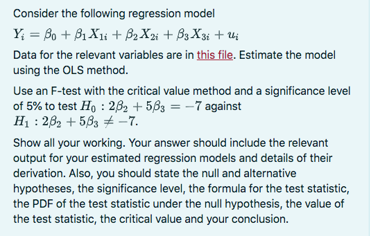 Consider the following regression model Y; = Bo + B1 | Chegg.com
