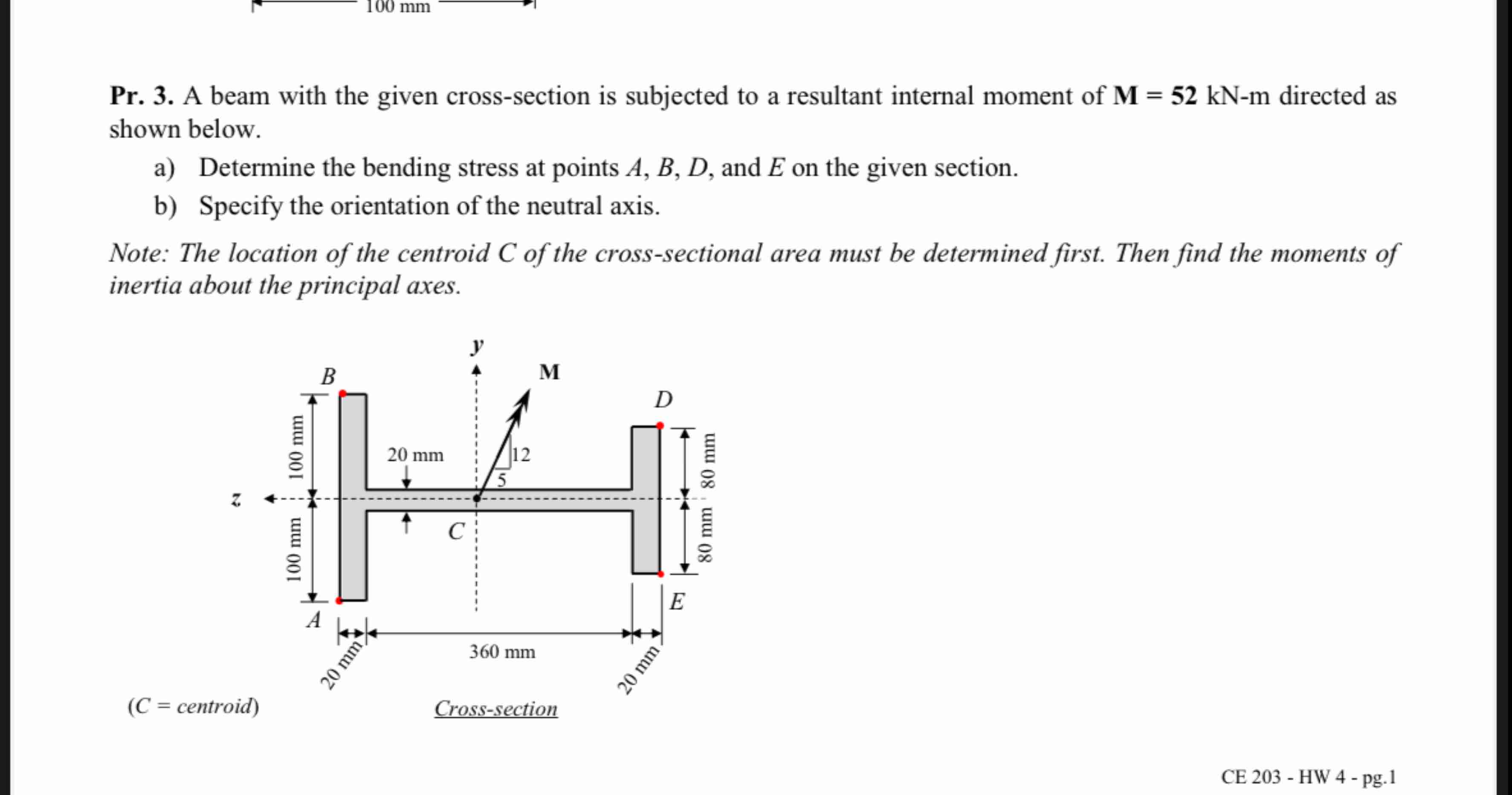 Solved Pr. 3. ﻿A beam with the given cross-section is | Chegg.com
