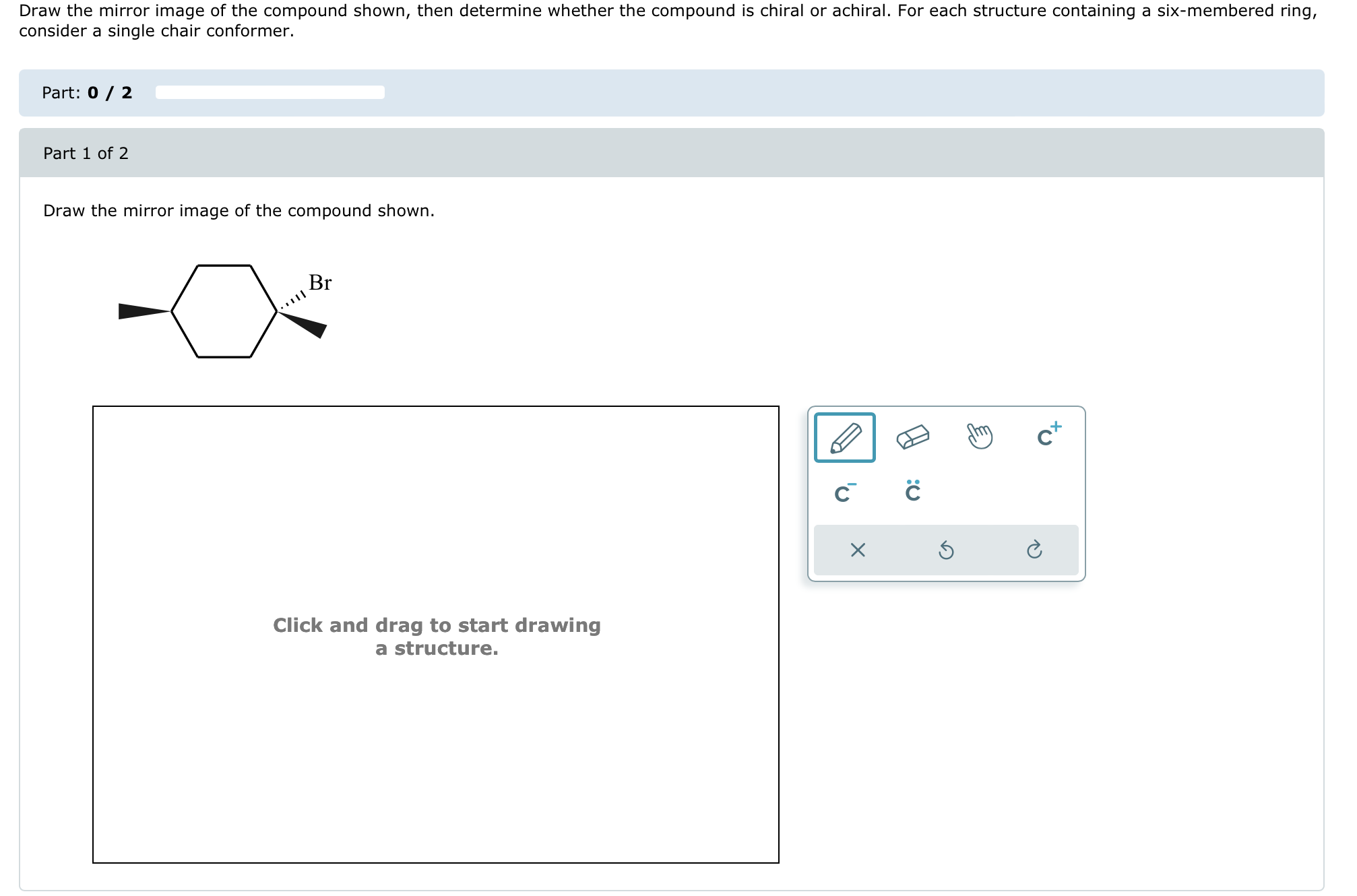 Solved Draw the mirror image of the compound shown. Click | Chegg.com