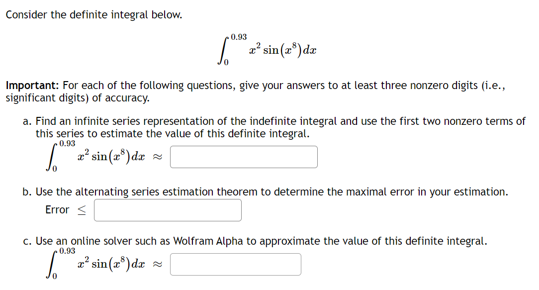 Solved Definite Integral using infinite series and | Chegg.com