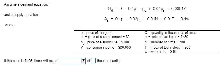 Solved Assume a demand equation Qd = 9 - 0.1p - Pc 0.0001Y | Chegg.com