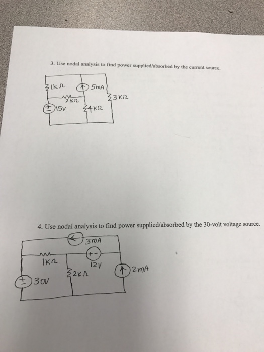 Solved Use nodal analysis to find power supplied/absorbed by | Chegg.com