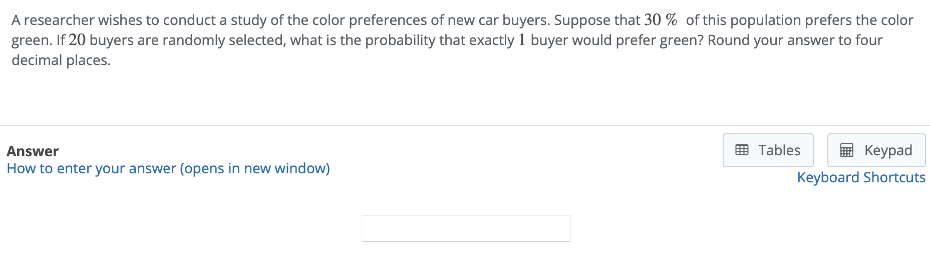 Solved A researcher wishes to conduct a study of the color | Chegg.com