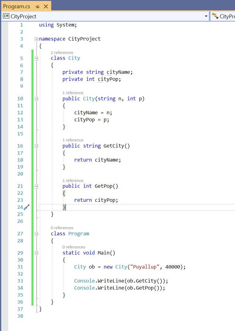 Solved Using my C# program above, modify the City class | Chegg.com
