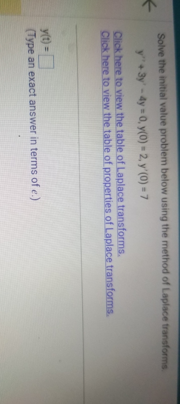 Solved Solve the initial value problem below using the | Chegg.com