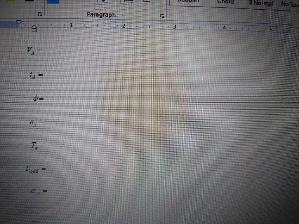 Solved Chord Normal No Spa Paragraph 1 2 B 3 4 5 V. = 1,= e. | Chegg.com