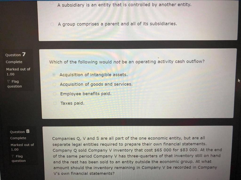 Solved A subsidiary is an entity that is controlled by | Chegg.com