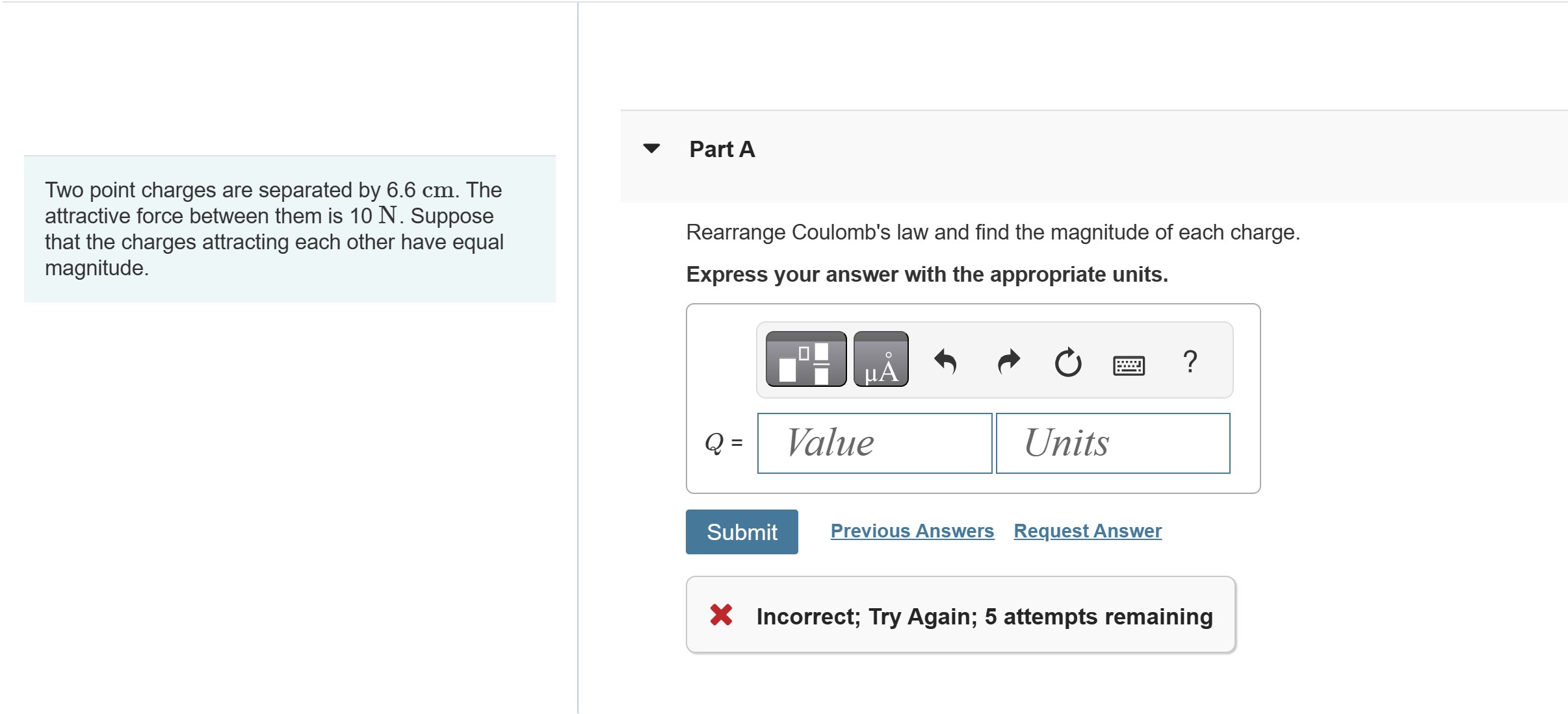 Solved Two point charges are separated by 6.6cm. | Chegg.com