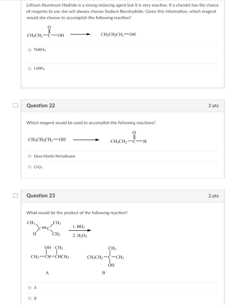 Solved Lithium Aluminum Hydride is a strong reducing agent | Chegg.com
