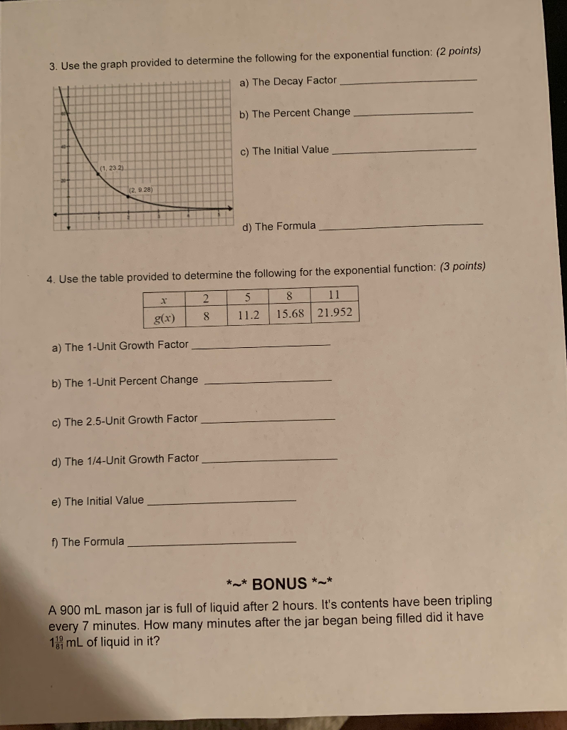 Solved 3. Use the graph provided to determine the following | Chegg.com