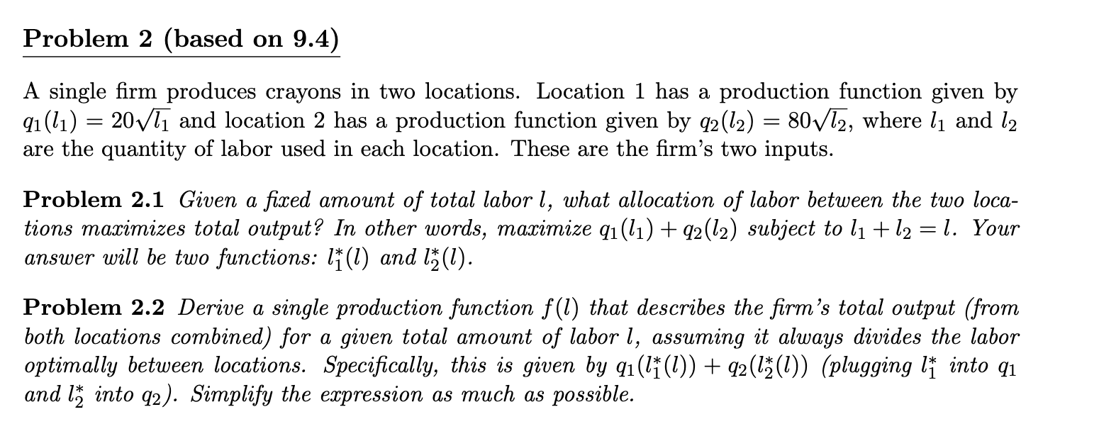 Solved A single firm produces crayons in two locations. | Chegg.com