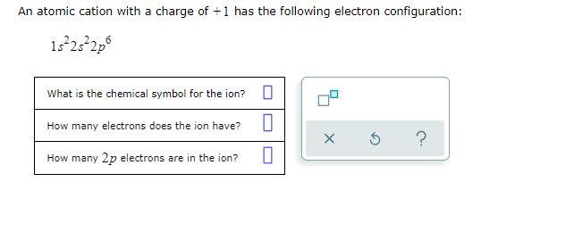 Solved An Atomic Cation With A Charge Of 1 Has The