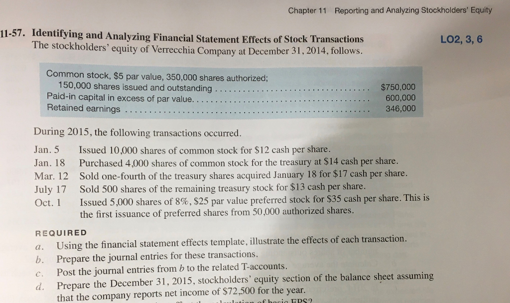 Solved Chapter 11 Reporting and Analyzing Stockholders' | Chegg.com
