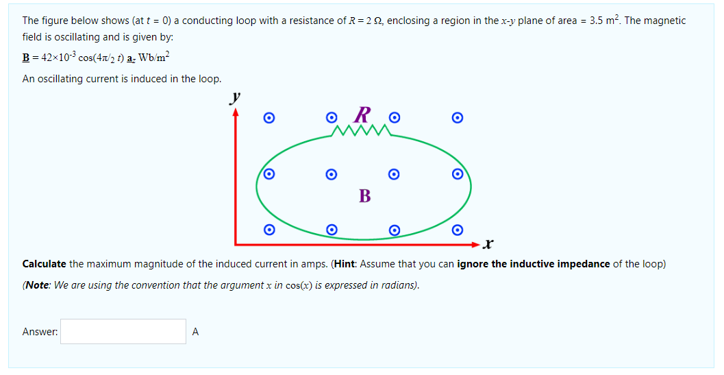 Solved The figure below shows (at t=0 ) a conducting loop | Chegg.com