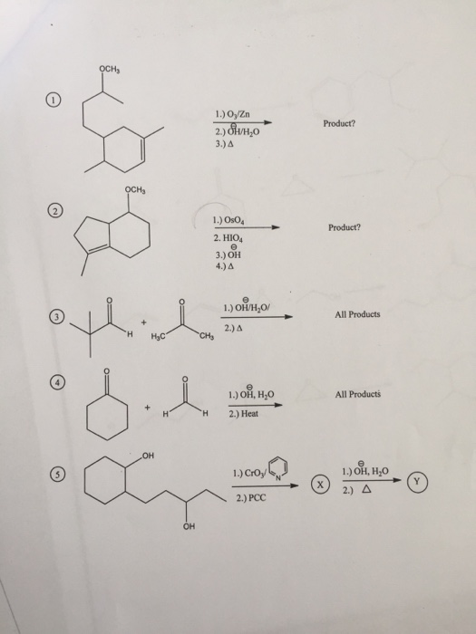 Solved 1.)O,/zn Product? 2) OH/F120 3) ? 1.) OsO4 2. HIO4 3) | Chegg.com