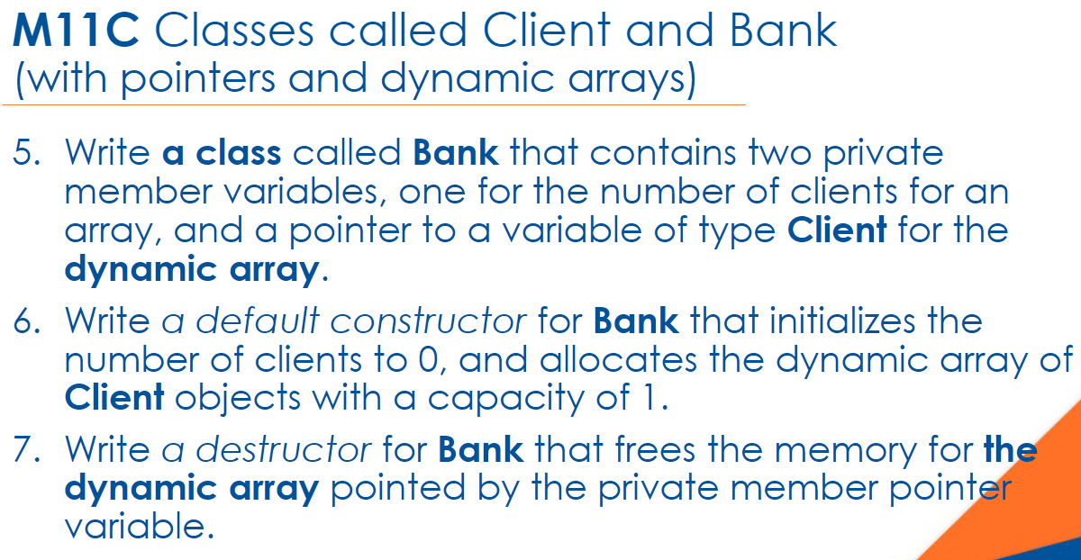 Solved M11C Classes called Client and Bank (with pointers | Chegg.com