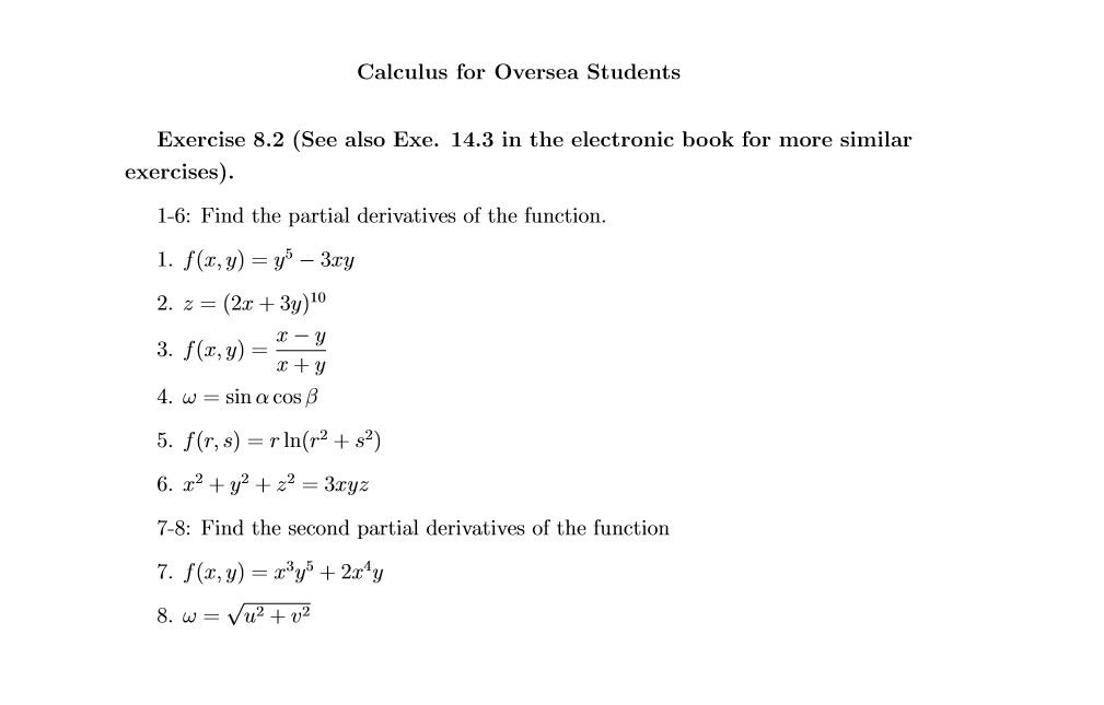 Solved Calculus for Oversea Students Exercise 8.2 (See also | Chegg.com