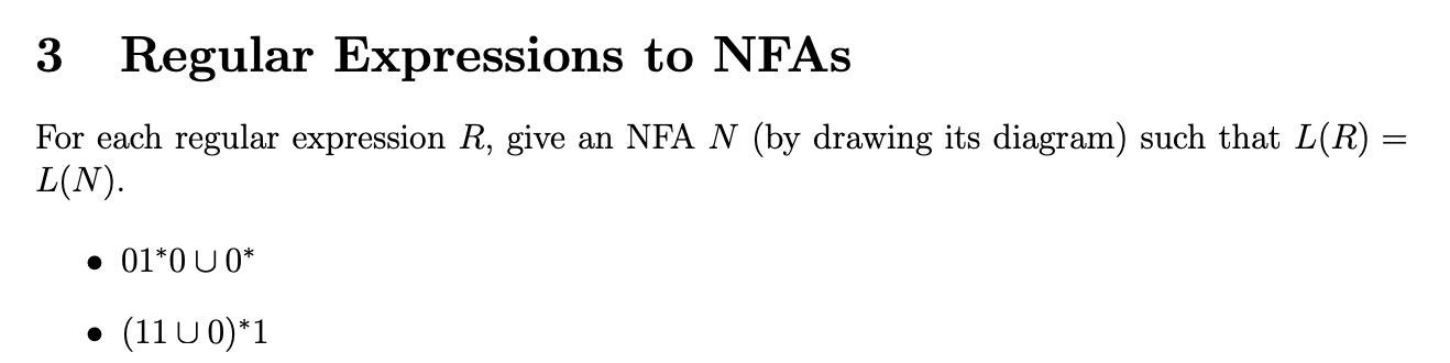 Solved 3 Regular Expressions to NFAs For each regular | Chegg.com