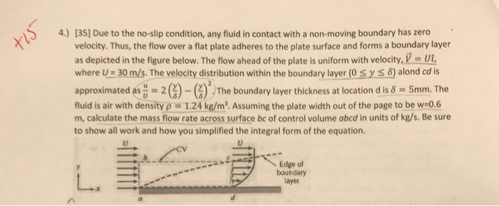 Solved 4) (35] Due to the no-slip condition, any fluid in | Chegg.com