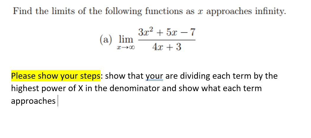 Solved Find the limits of the following functions as x | Chegg.com