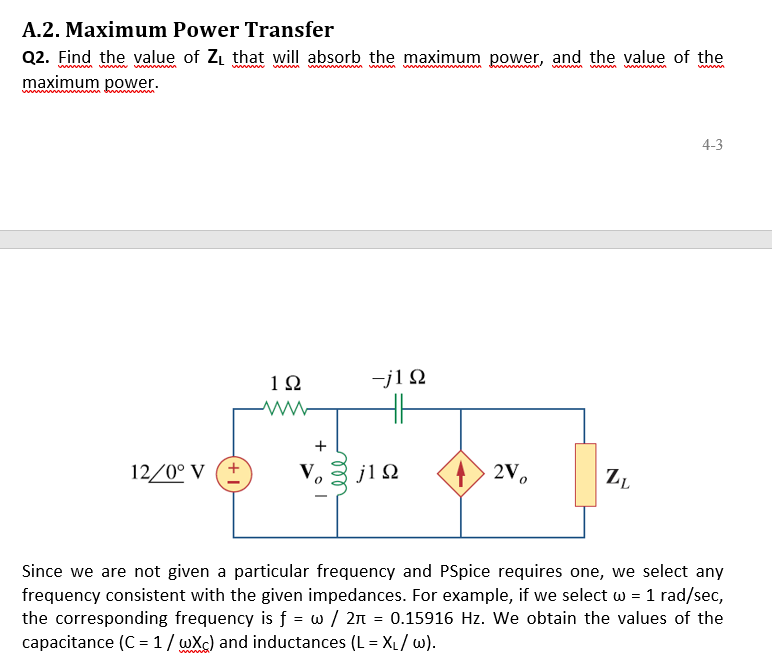 Solved A.2. Maximum Power Transfer Q2. Find the value of ZL | Chegg.com