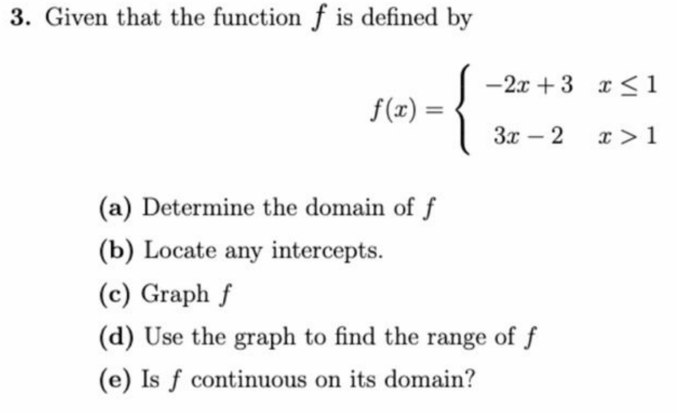 Solved 3. Given that the function f is defined by -2x —2c +3 | Chegg.com