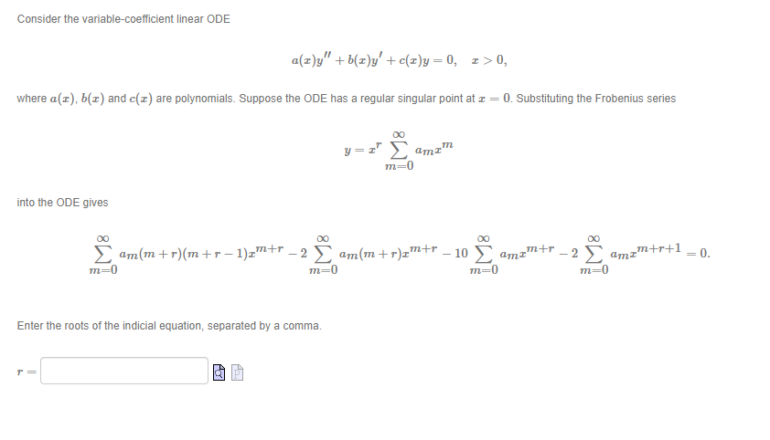 Solved Consider the variable-coefficient linear ODE a(I)y" | Chegg.com