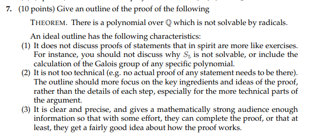 Solved 7. (10 points) Give an outline of the proof of the | Chegg.com