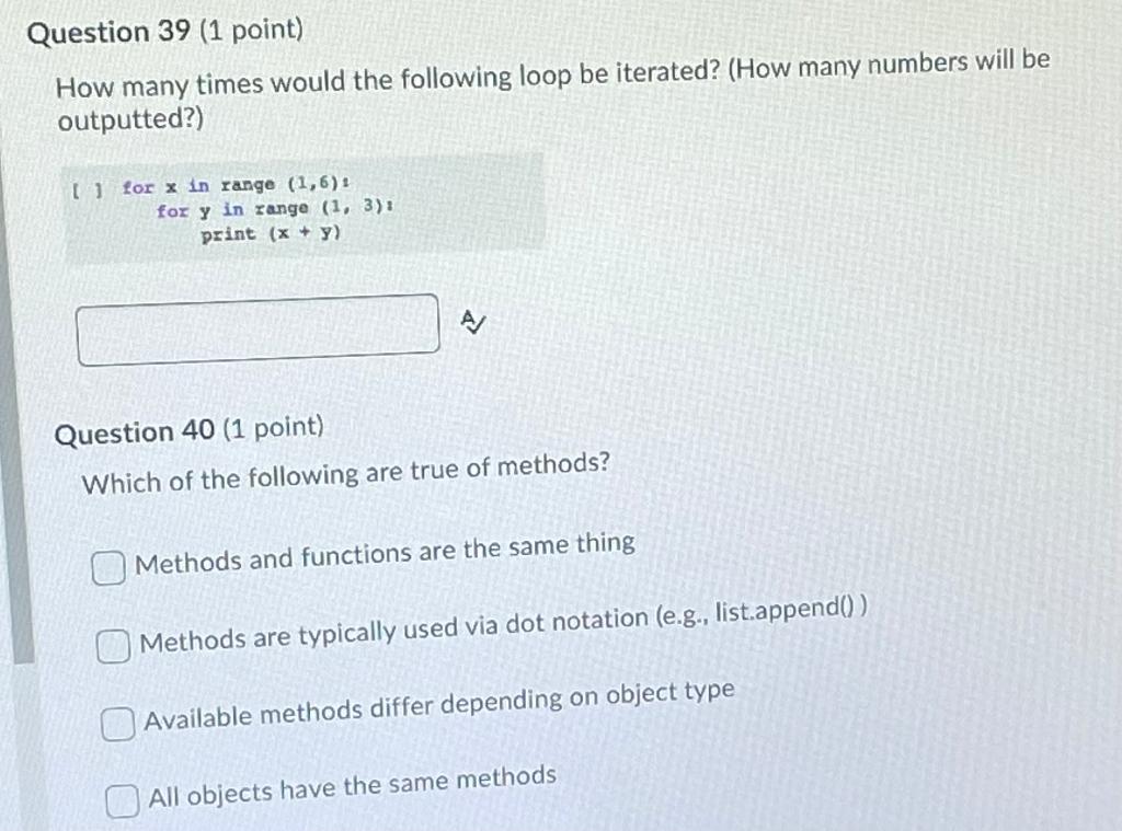 Solved Question 39 (1 point) How many times would the | Chegg.com