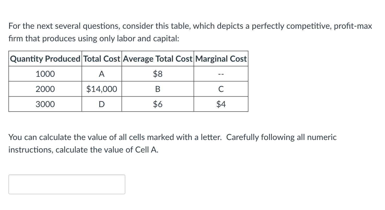 Solved For the next several questions, consider this table, | Chegg.com