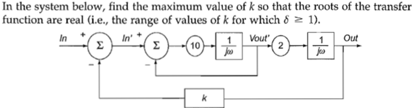 Solved In the system below, find the maximum value of k so | Chegg.com