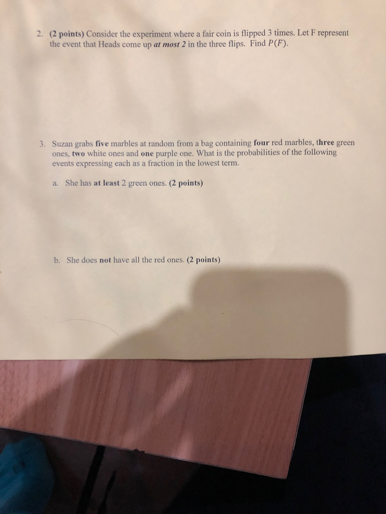 Solved (2 points) Consider the experiment where a fair coin | Chegg.com