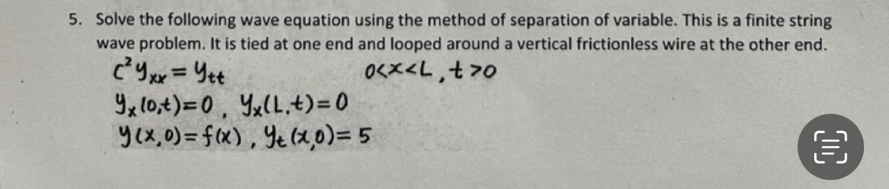 Solved 5. Solve the following wave equation using the method | Chegg.com