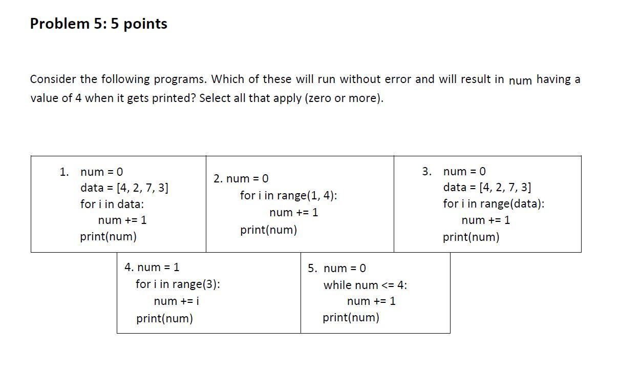 Solved Consider the following programs. Which of these will | Chegg.com